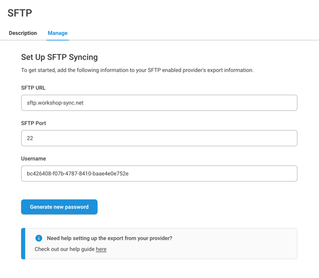 How to set up an SFTP Integration to Workshop – Workshop