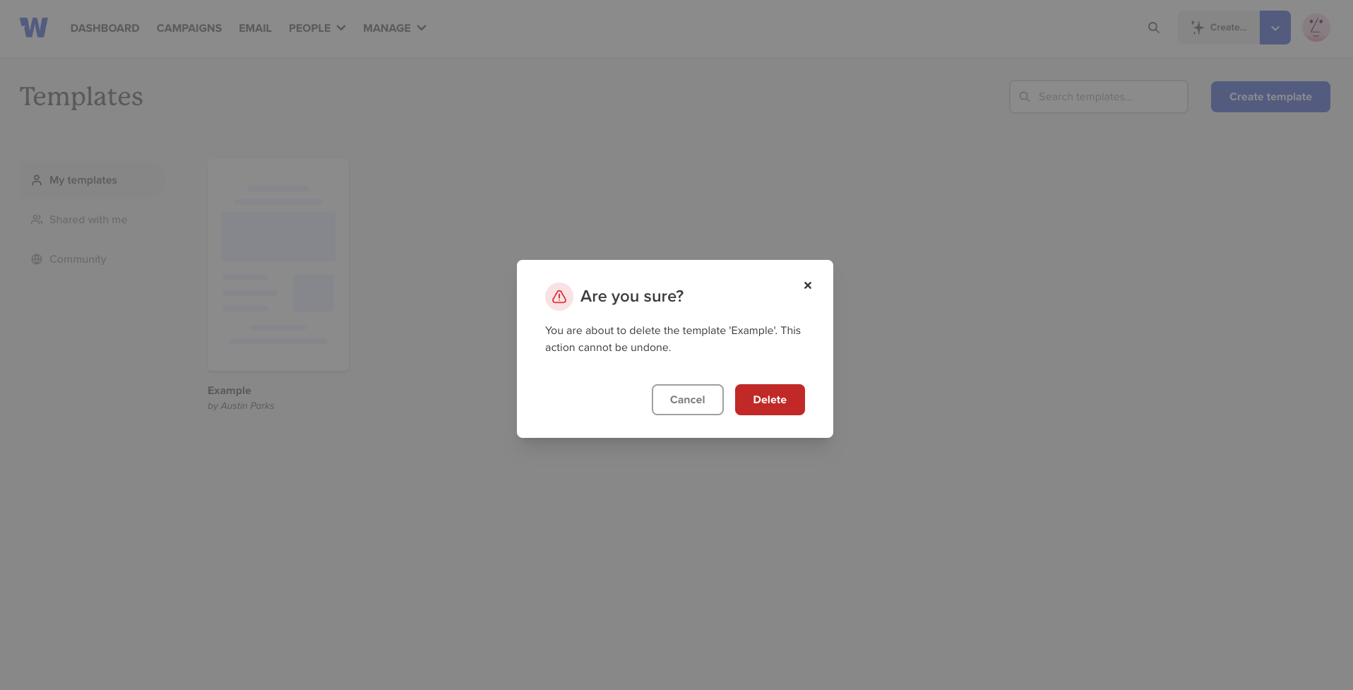 How to delete an email template – Workshop