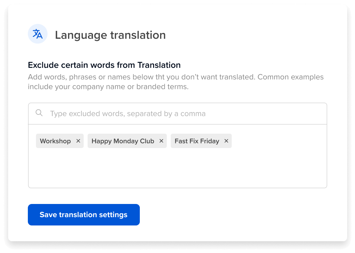 How to use Workshop language translation – Workshop