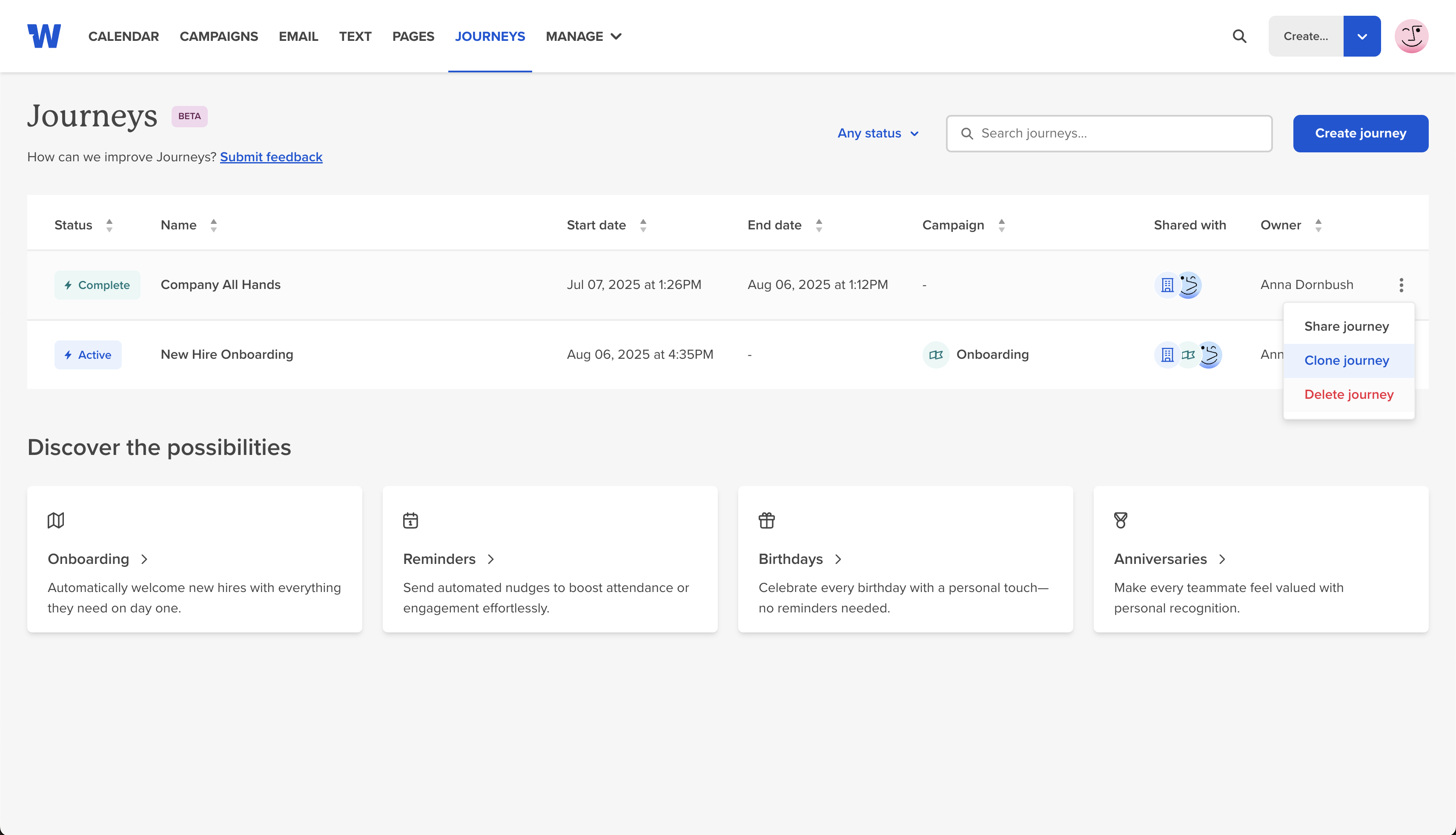 Journeys – Workshop