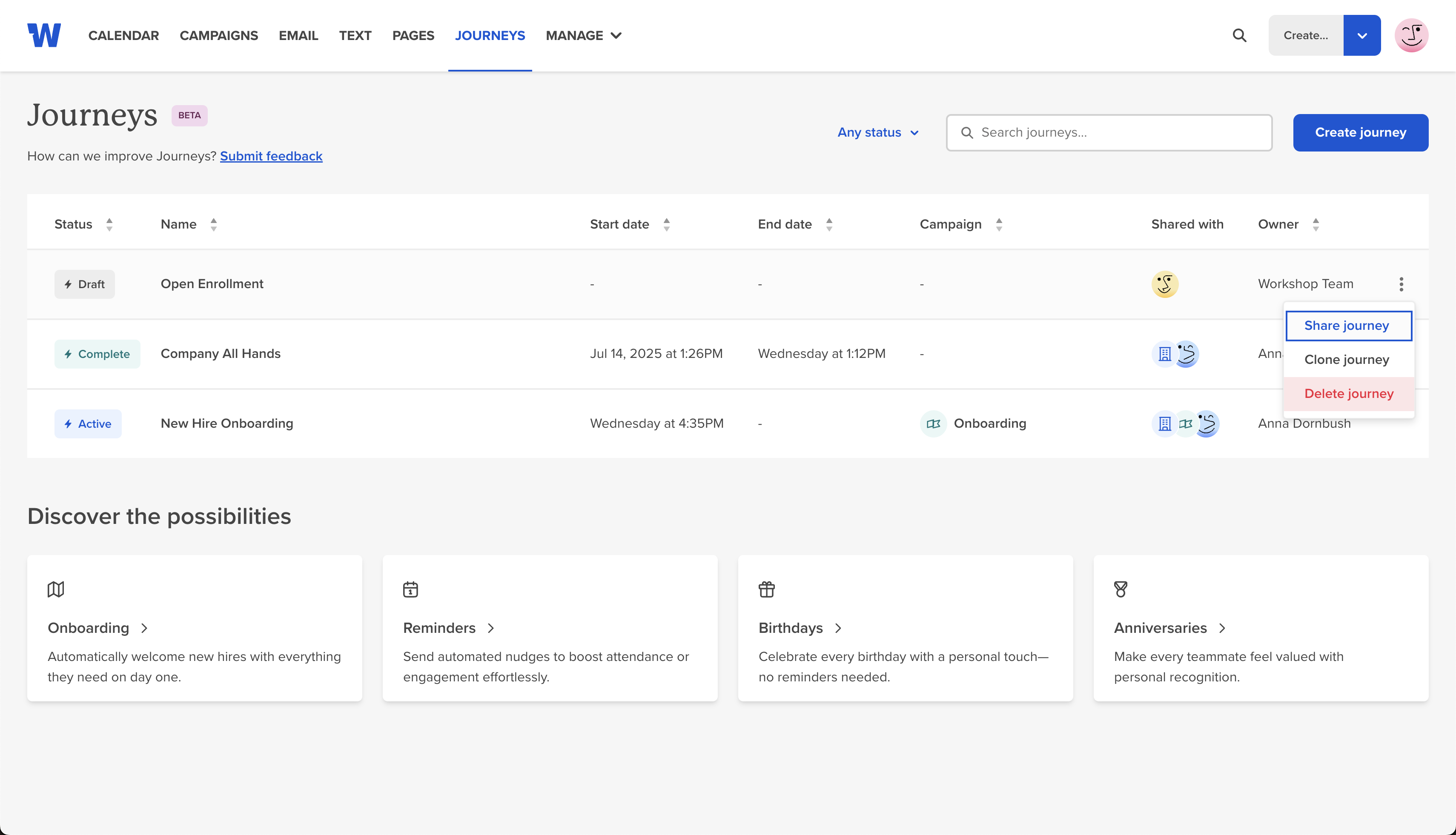 Journeys – Workshop